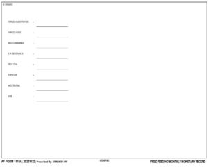 AF Form 1119A – Field Feeding Monthly Monetary Record - AF Forms