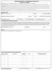 AF Form 2586 - Unescorted Entry Authorization Certificate - AF Forms