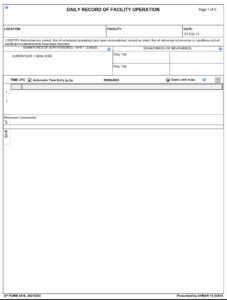 AF Form 3616 - Daily Record Of Facility Operation - AF Forms