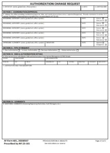 AF Form 601 - Authorization Change Request - AF Forms