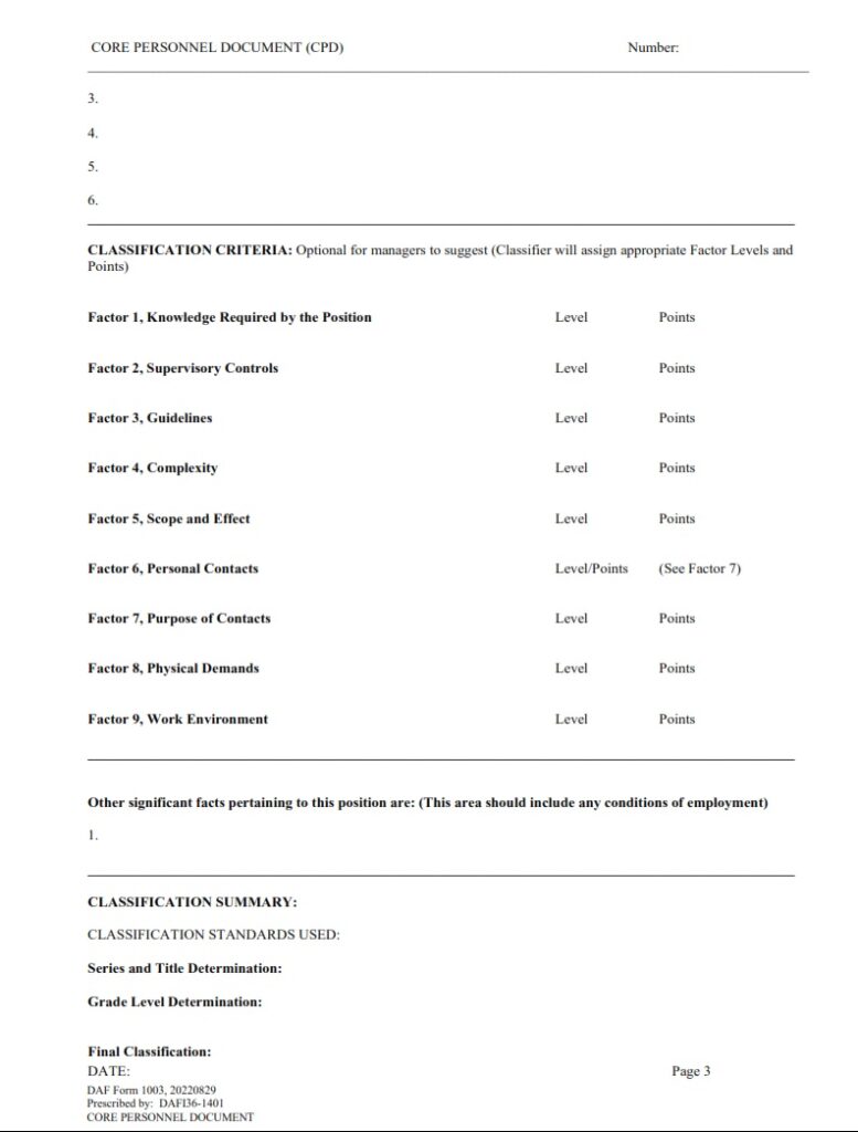 DAF Form 1003 – Department Of The Air Force (DAF) Core Personnel ...