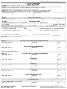 DAF Form 2098 - Duty Status Change - AF Forms