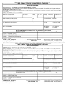 DAF Form 245 - Employment Locator And Processing Checklist - AF Forms