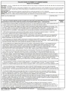 DAF Form 2631 - Palace Chase Statement Of Understanding - AF Forms