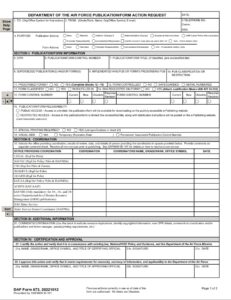 DAF Form 673 - Department Of The Air Force Publication/Form Action ...