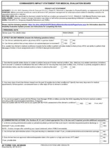 AF Form 1185 - Commander's Impact Statement For Medical Evaluation ...