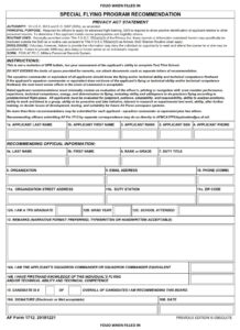 AF Form 1712 – Special Flying Program Recommendation - AF Forms