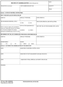 AF Form 1832 - Record Of Cannibalization - AF Forms