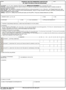 AF Form 356 - Findings And Recommended Disposition Of Usaf Physical ...