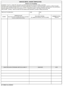 AF Form 104 - Service Medal Award Verification - AF Forms