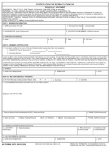 AF Form 1971 - Certification For Incapacitation Pay - AF Forms