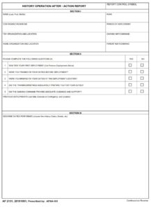 AF Form 2131 - History Operation After-Action Report - AF Forms