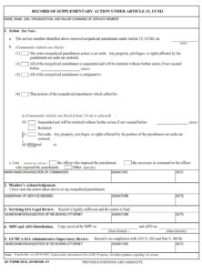 AF Form 3212 – Record Of Supplementary Action Under Article 15, UCMJ ...