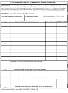 AF Form 4332 - Accountable Communications Receipt Authorization - AF Forms