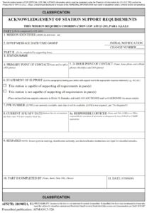 AF Form 527D - Acknowledgement Of Station Support Requirements - AF Forms