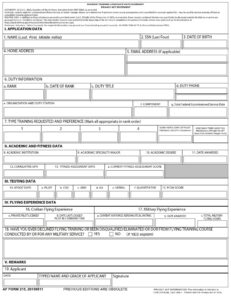 AF Form 215 - Aircrew Training Candidate Data Summary - AF Forms