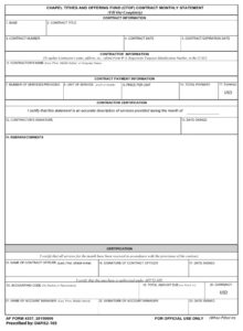 AF Form 4357 - Chapel Tithes And Offering Fund (CTOF) Contract Monthly ...
