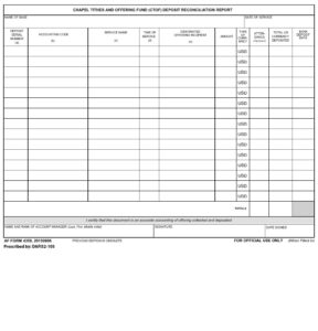 AF Form 4359 – Chapel Tithes and Offering Fund (CTOF) Deposit ...