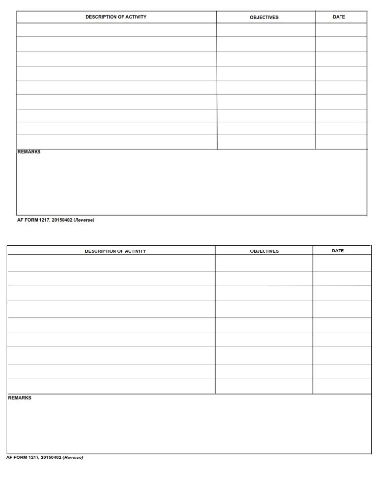 AF Form 1217 – Field Studies Program (FSP) Data Card - AF Forms
