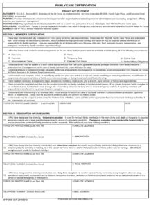 AF Form 357 - Family Care Certification - AF Forms