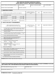 AF Form 3580 - Usaf Heritage Program Aerospace Vehicle Static Display ...