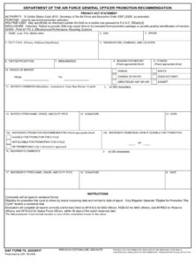 DAF Form 78 - Air Force General Officer Promotion Recommendation - AF Forms