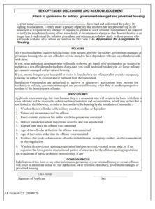 AF Form 4422 - Sex Offender Disclosure And Acknowledgement - AF Forms
