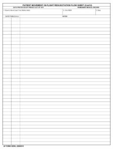 AF Form 3899K - Patient Movement/In-Flight Resuscitation Flow Sheet ...