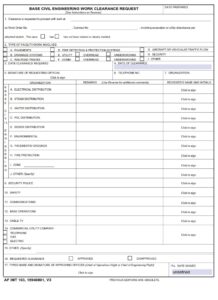 AF Form 103 - Base Civil Engineering Work Clearance Request - AF Forms