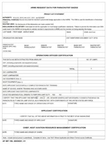 AF Form 196 - Arms Request Data For Parachutist Badge - AF Forms
