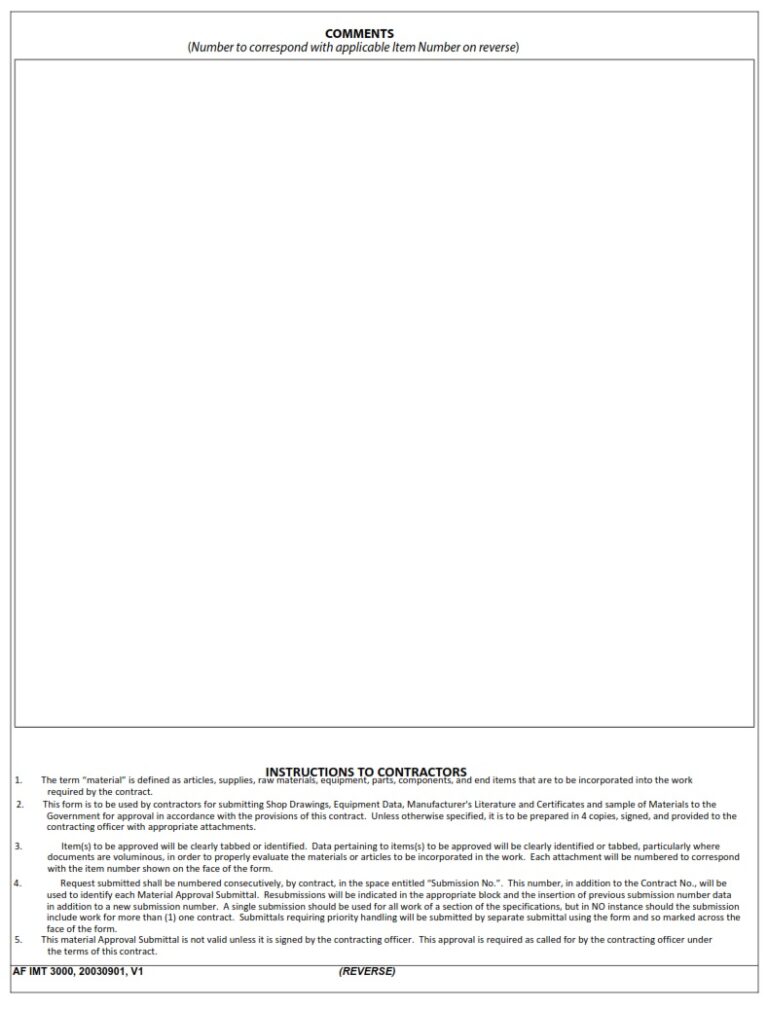 AF Form 3000 – Material Approval Submittal - AF Forms