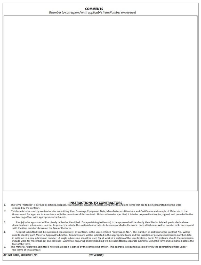 AF Form 3000 – Material Approval Submittal - AF Forms