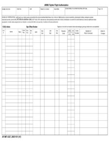 AF Form 4327 – ARMS Flight Authorization (FA) - AF Forms