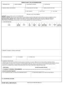 AF Form 4327A - Crew Flight (FA) Authorization - AF Forms
