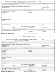AF Form 1390 - Withdrawal Request - Inmate's Personal Deposit Fund - AF ...