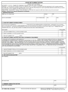 AF Form 1089 - Leave Settlement Option - AF Forms