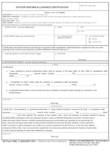 AF Form 1969 - Officer Uniform Allowance Certification - AF Forms