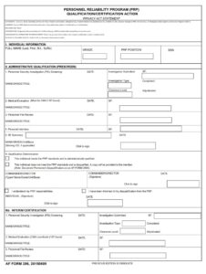 AF Form 286 - Personnel Reliability Program (PRP) Qualification ...