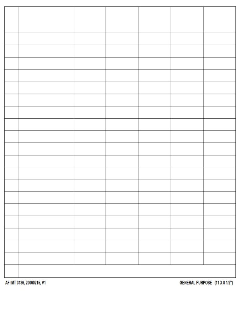 AF Form 3136 - General Purpose (11" X 8-1/2") - AF Forms