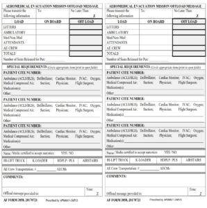 AF Form 3858 – Aeromedical Evacuation Mission Offload Message - AF Forms