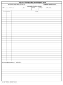 AF Form 3899A - Patient Movement Record Progress Note - AF Forms