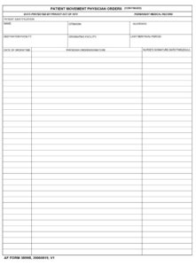 AF Form 3899B - Patient Movement Physician Orders - AF Forms