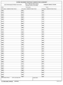 AF Form 3899G - Patient Movement Restraint Observation Flowsheet - AF Forms