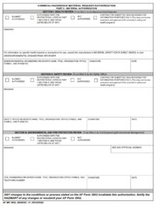 AF Form 3952 - Chemical Hazardous Material Request Authorization Form ...
