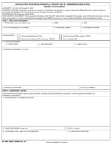 AF Form 4036 – Application For Developmental Education In-Residence ...
