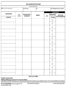 AF Form 4348 - USAF Aircrew Certifications - AF Forms