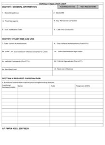 AF Form 4353 – Vehicle Validation Visit - AF Forms