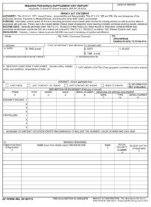 AF Form 484 - Missing Person(S) Supplementary Report - AF Forms