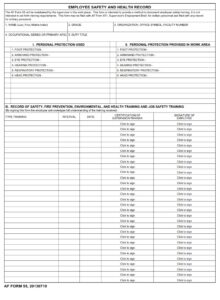 AF Form 55 - Employee Safety and Health Record - AF Forms