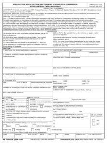AF Form 56 - Application & Evaluation For Training Leading To A ...